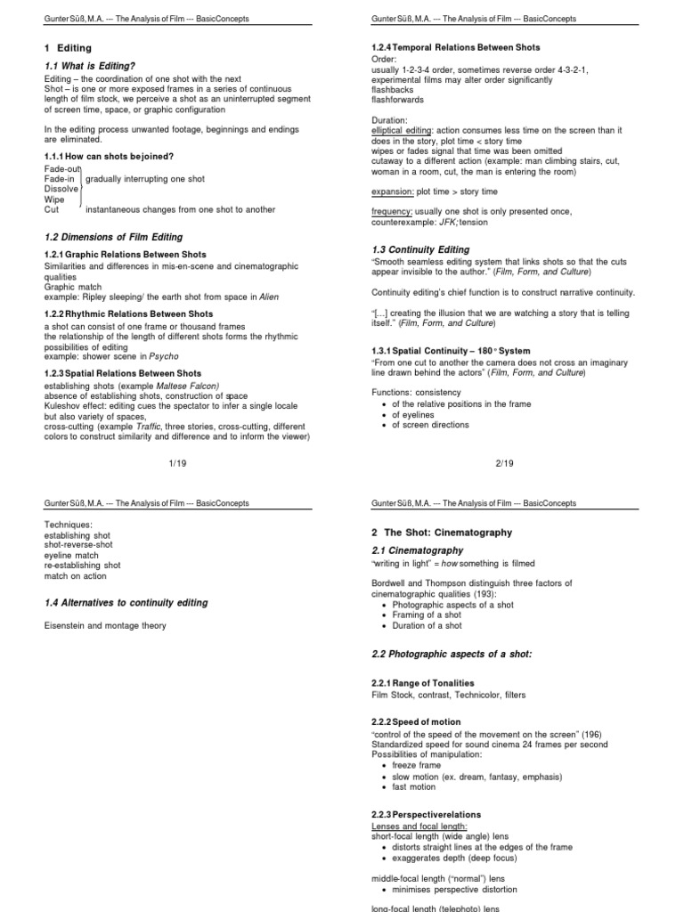Film Studies Editing | PDF | Camera Lens | Cinematography