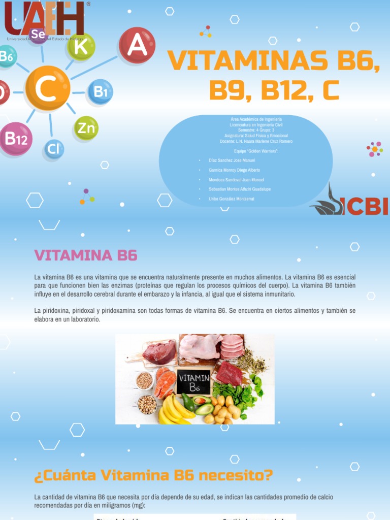 Vitaminas B6, B9, B12, C | PDF | Vitamina | Vitamina B12