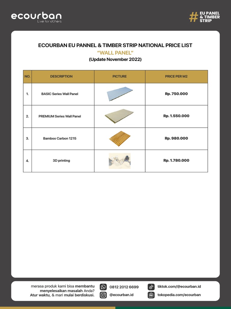 EcoUrban Panel & Timber Price List | PDF | Home & Garden | Computers
