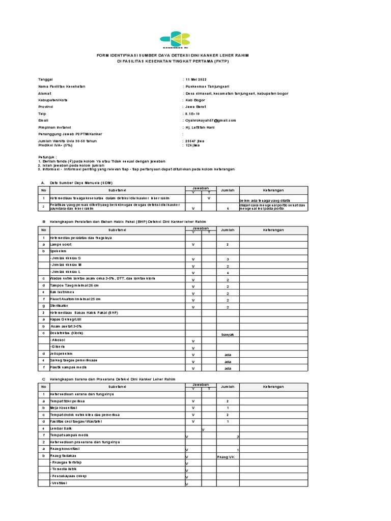 Form Identifikasi Sumber Daya Kanker - FKTP | PDF