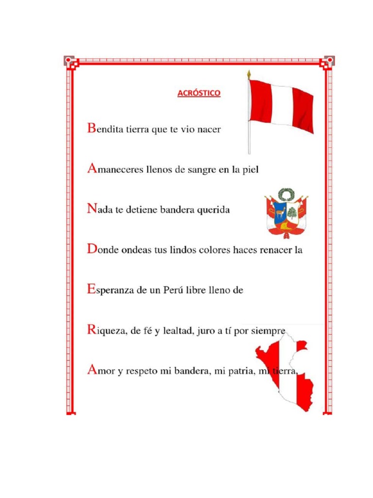 Acrostico Bandera Primer Grado | PDF