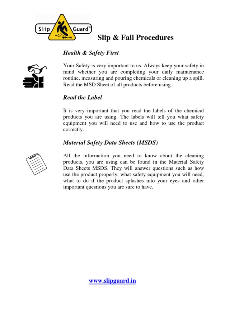 Slip and Fall Safety Procedures Guide | PDF | Housekeeping | Nature