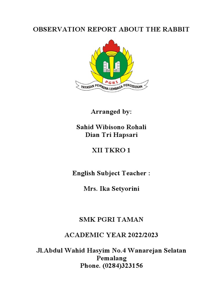 Observation Report About Rabbit | PDF | Rabbit | Hare