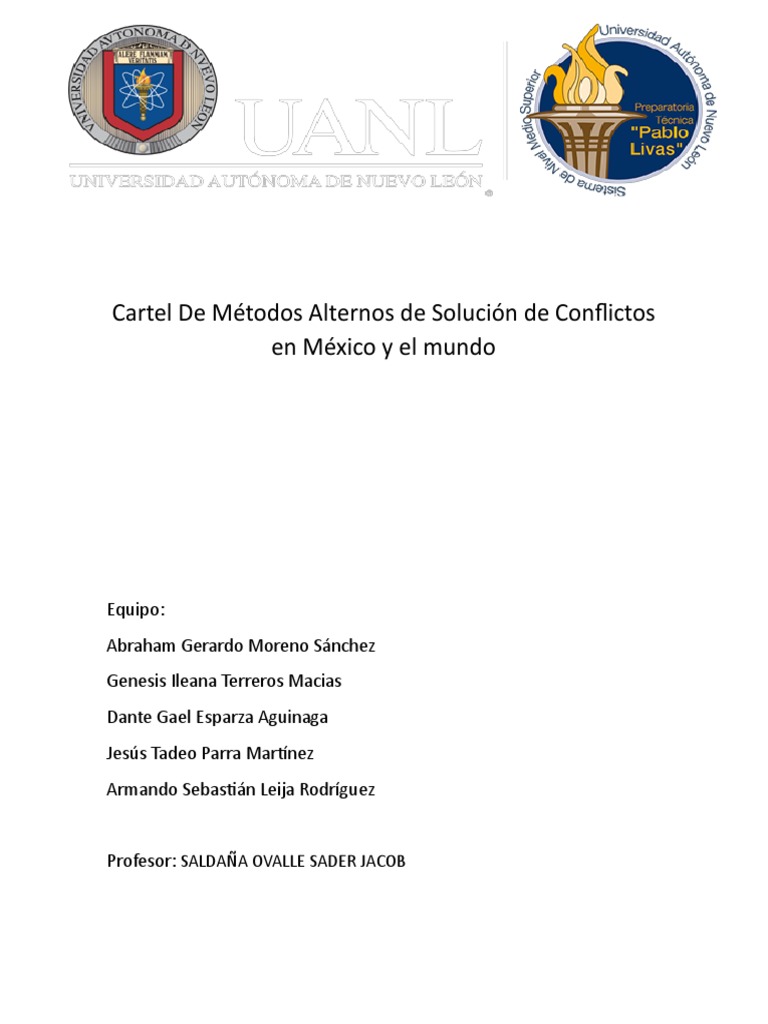 Cartel de Métodos Alternos de Solución de Conflictos en México y El ... Cartel de Métodos Alternos de Solución de Conflictos en México y El ...