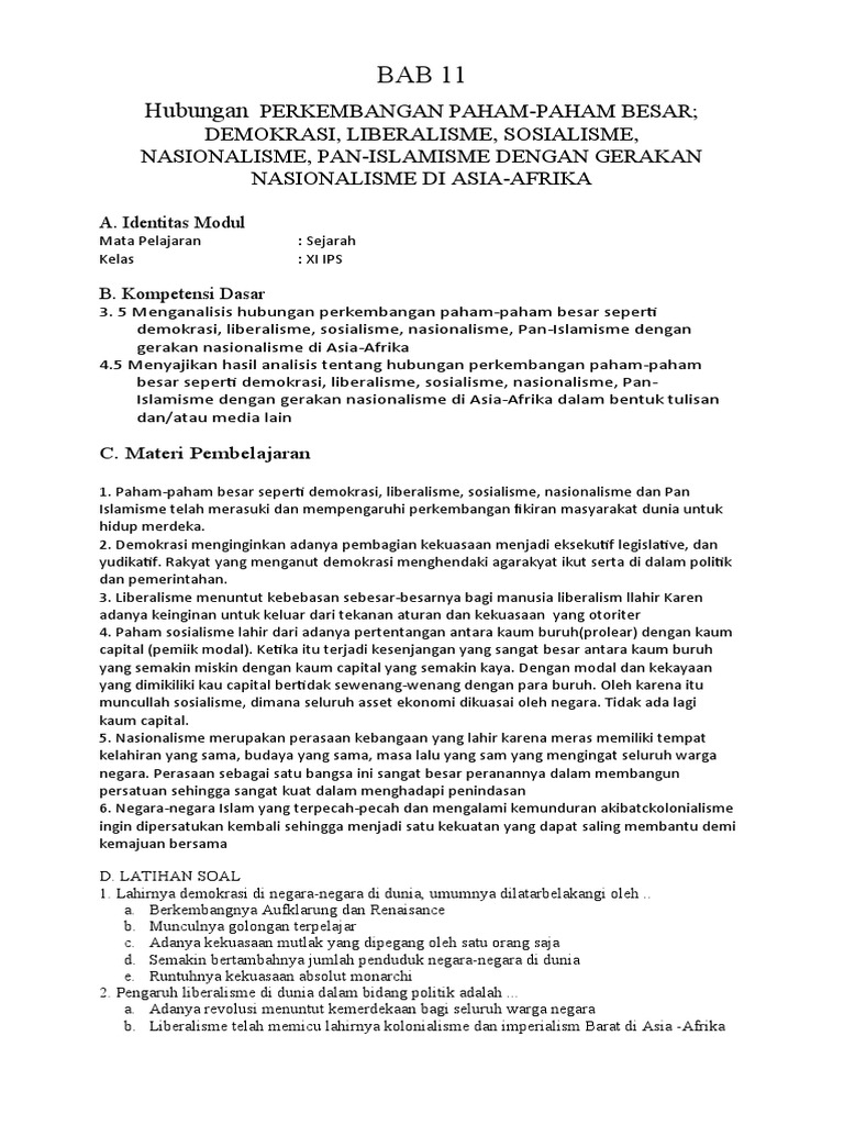 BAB 11 (Erkembangan Paham-Paham Besar | PDF