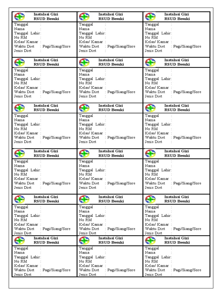 Etiket Diet Label | PDF