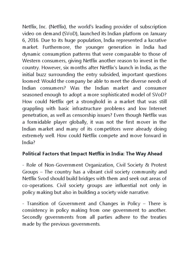 Netflix PESTEL Analysis | PDF | Immigration | Corporate Social ...