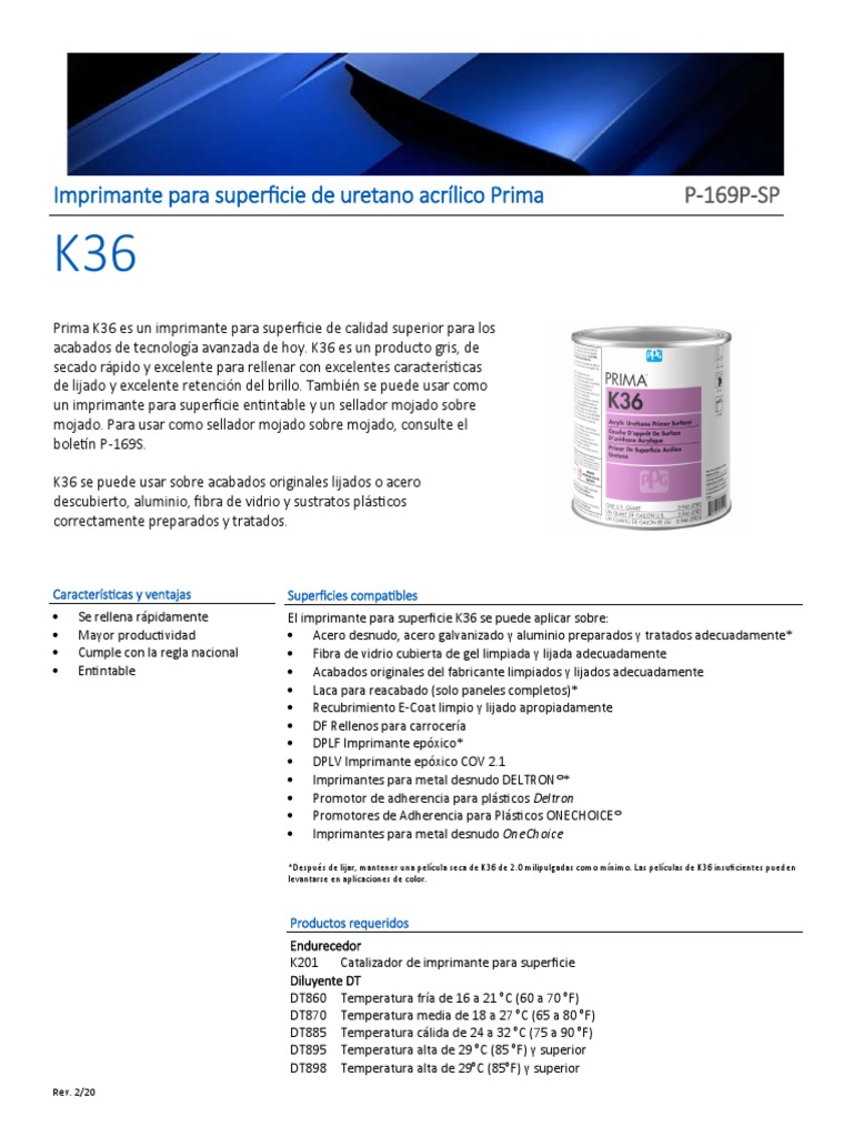 P-169P K36 Prima Acrylic Urethane Primer Surfacer 2 20 - es-MX PDF ...
