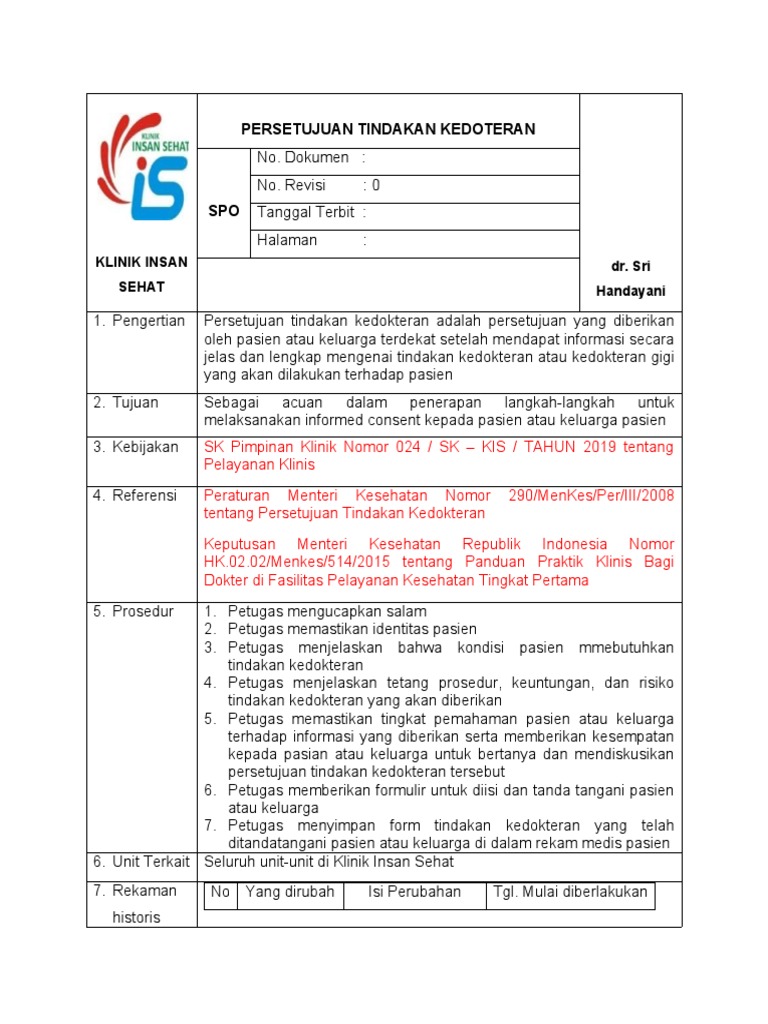 Persetujuan Tindakan Medis | PDF