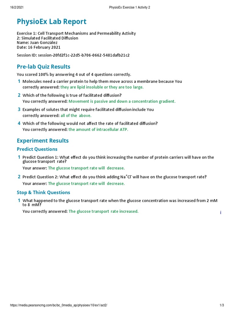 PhysioEx Exercise 1 Activity 2 PDF | PDF | Cell Membrane | Molecular ...