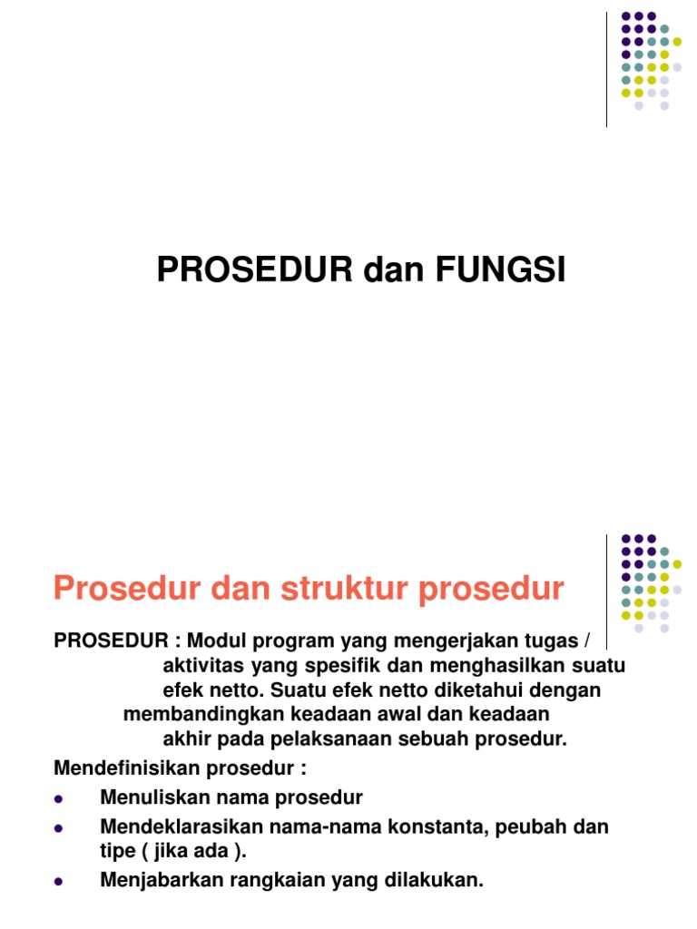 Procedure Dan Function PDF | PDF | Metode & Bahan Ajar | Komputer