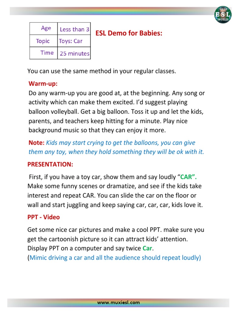 ESL Demo For Toddelers. | PDF