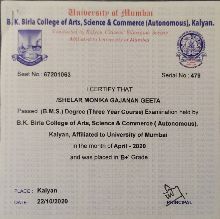 Degree Certificate Pdf