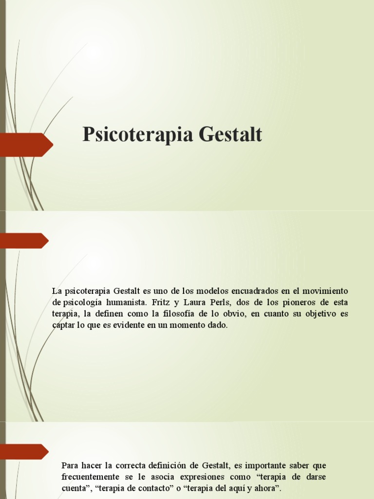 Comprendiendo los objetivos y bases de la psicoterapia Gestalt | PDF | Terapia Gestalt ...