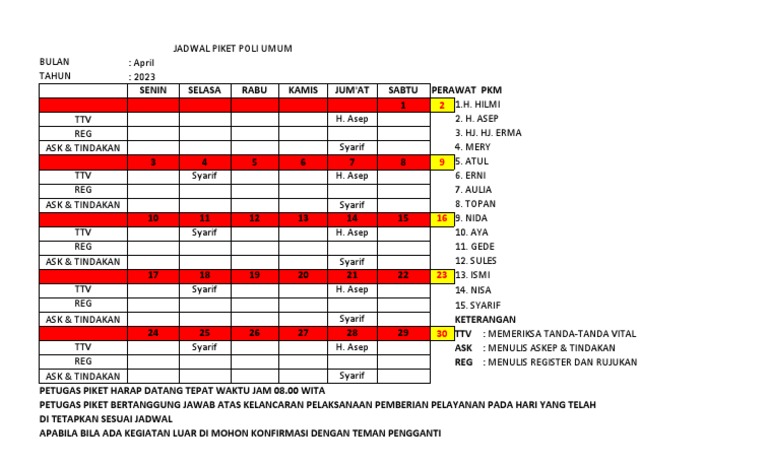 Jadwal Piket Poli Umum 2023 | PDF