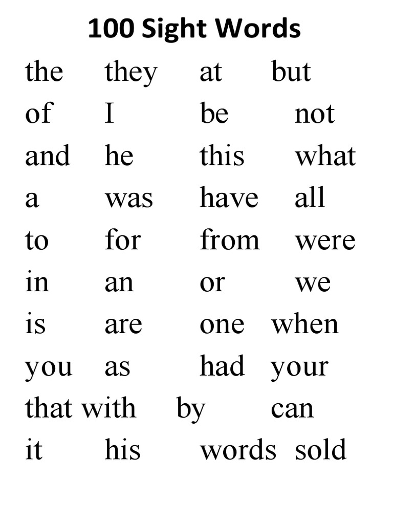 100 Sight Words | PDF