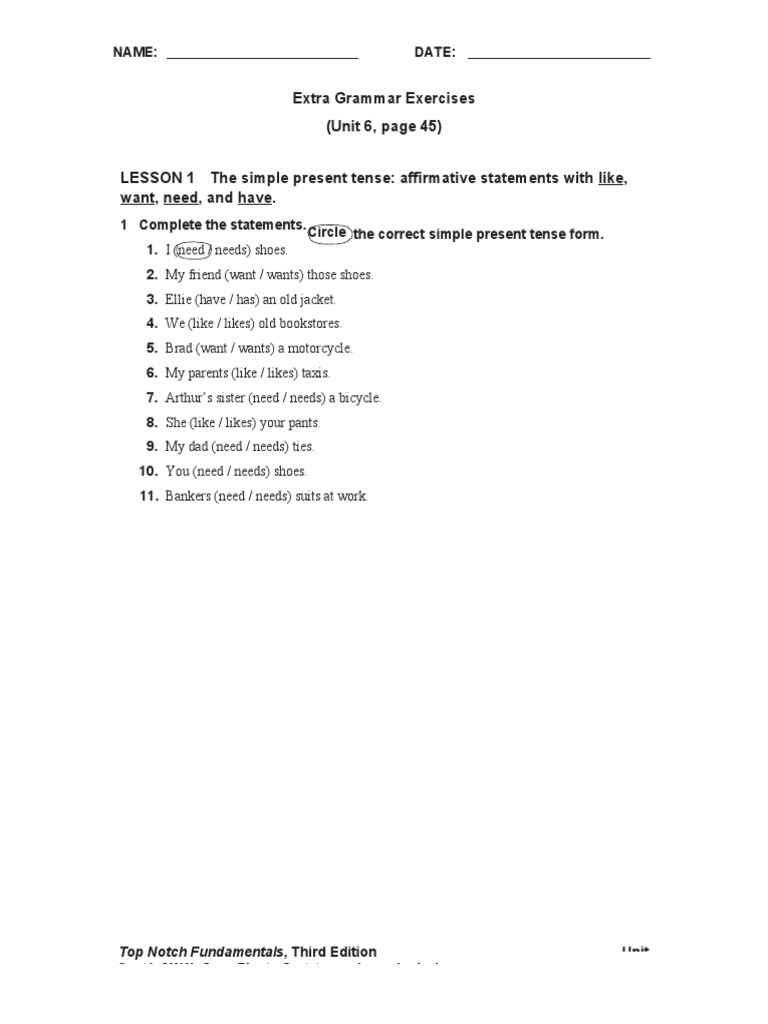 UNIT 06 Extra Grammar Exercises | PDF | Linguistics | Clothing