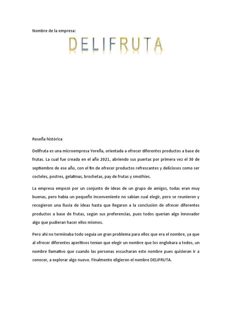 Delifruta: Sabores Frutales Innovadores | PDF
