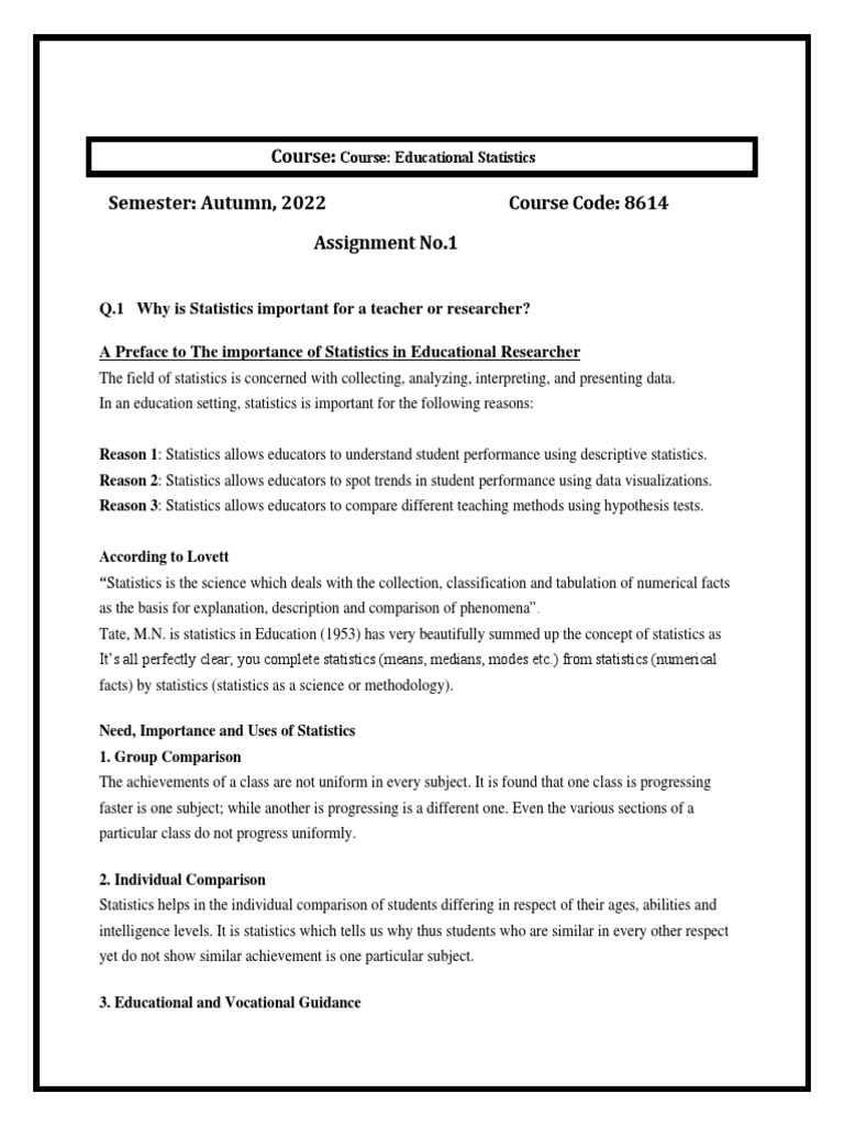 Assignment 8614 PDF | PDF | Variance | Standard Deviation