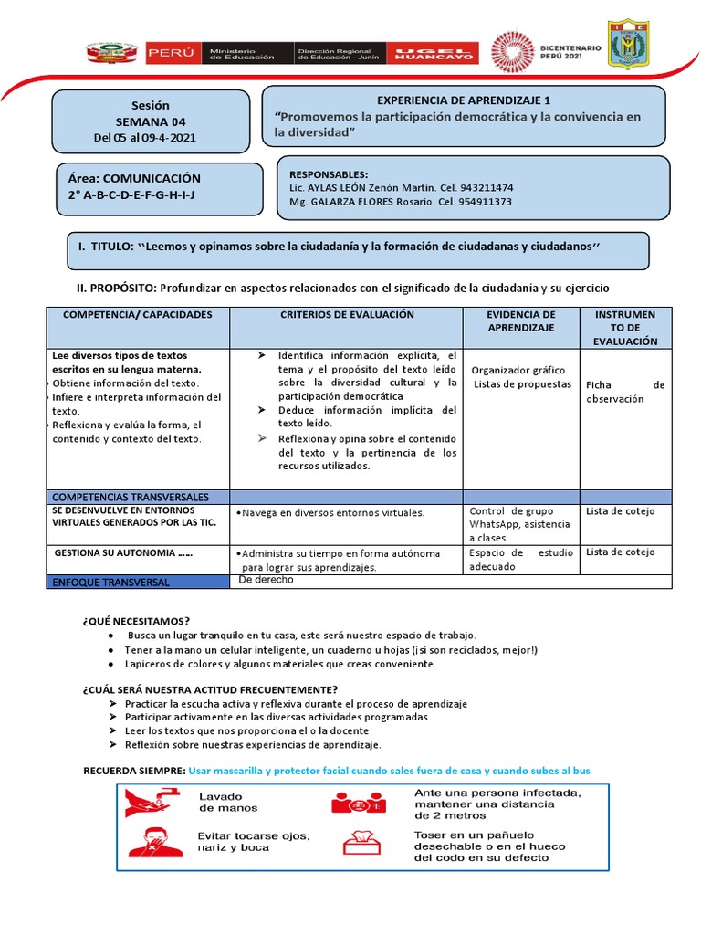 2º COMUNIC.- SEMANA 4 (2).pdf | PDF | Evaluación | Aprendizaje