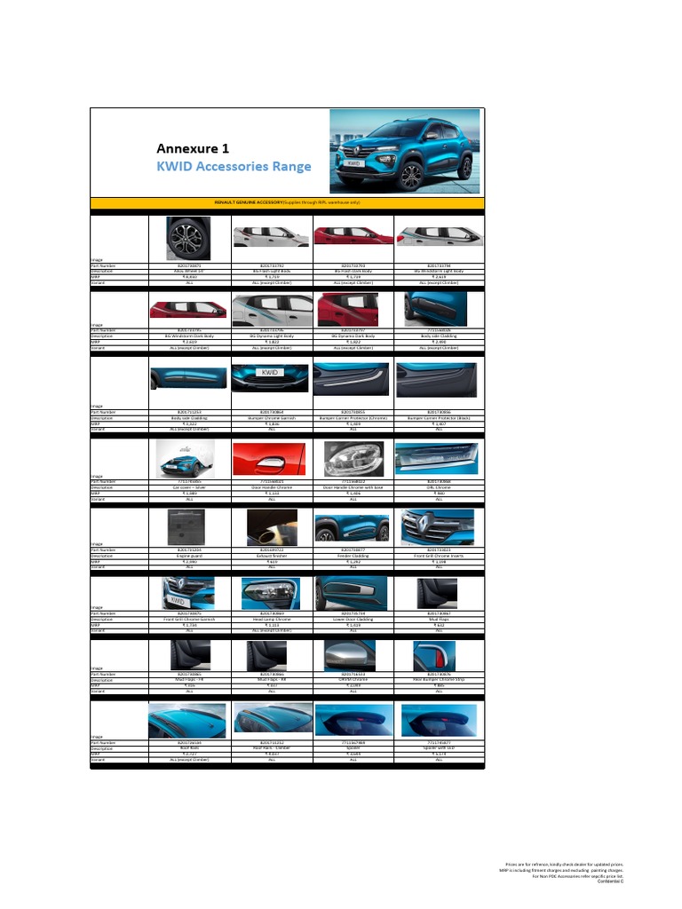 Annexure NEW KWID Accessory Range 1 PDF Product Introductions Wheel