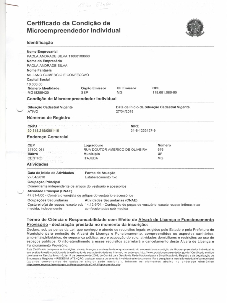 Certificado Mei PDF | PDF