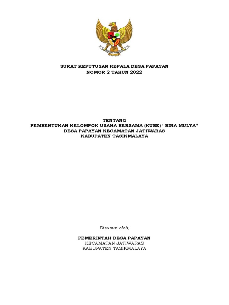 SK Nomor 2 Tentang Pembentukan Kube | PDF