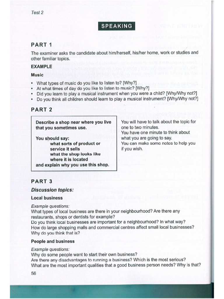 Speaking - Test 3 - Cam 10 | PDF