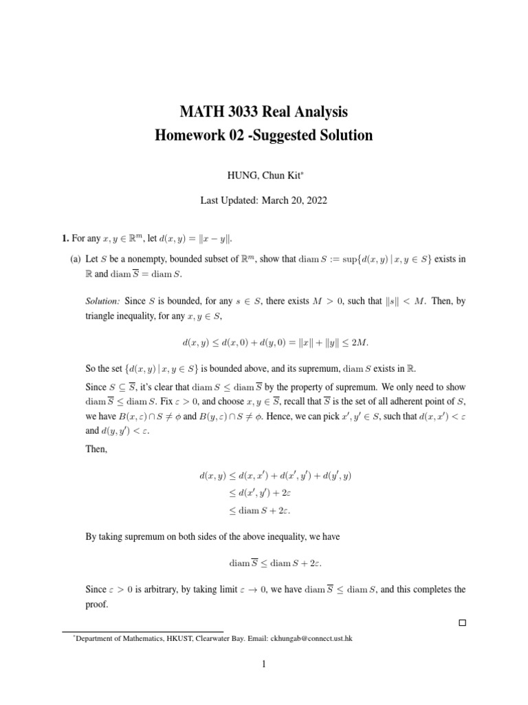 Homework 2 - Solution PDF | Download Free PDF | Limit (Mathematics) | Mathematics