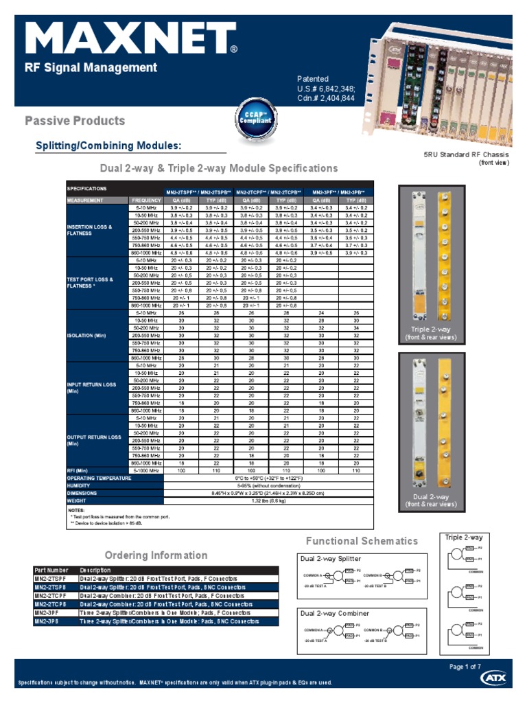 ATX MAXNET RFSplitCombSpecs | PDF | Telecommunications | Computing