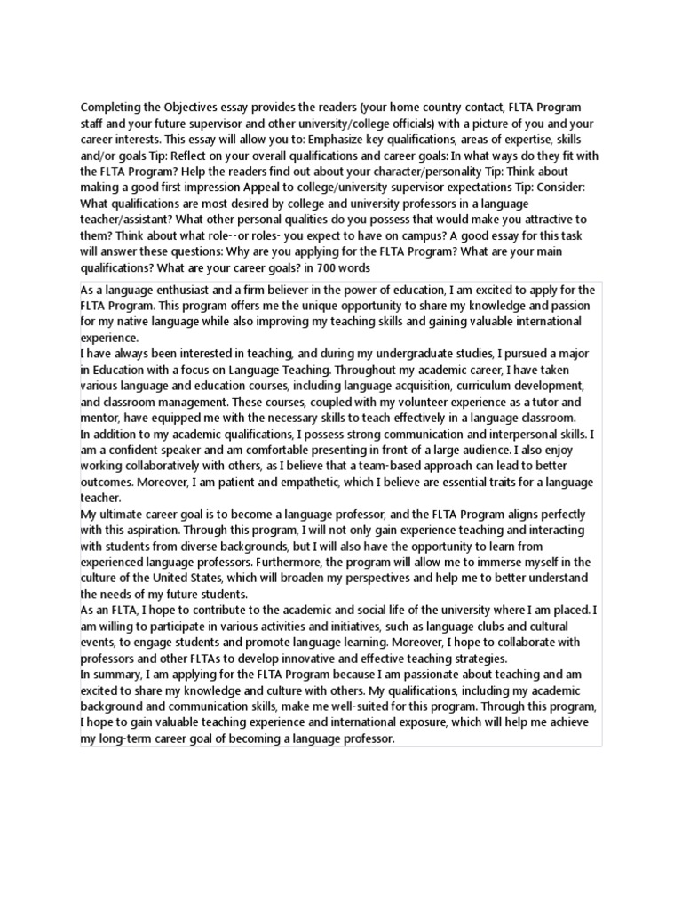 Completing The Objectives Essay Provides The Readers | PDF | Teachers | Essays