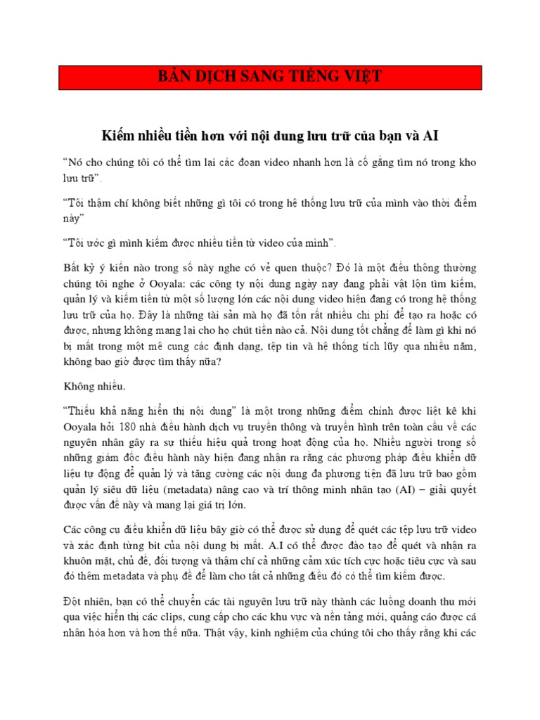 Ooyala Kiếm Tiền Lưu Trữ Nội Dung Với AI | PDF