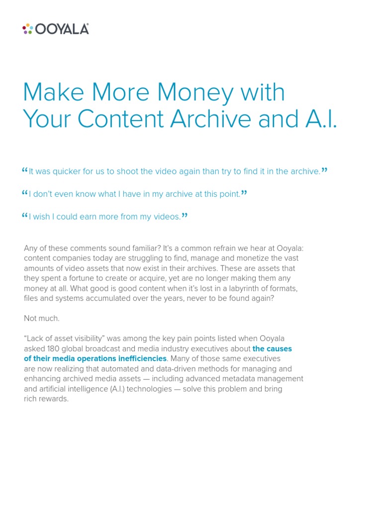 Ooyala Monetize Archive Content AI | PDF | Metadata | Artificial Intelligence