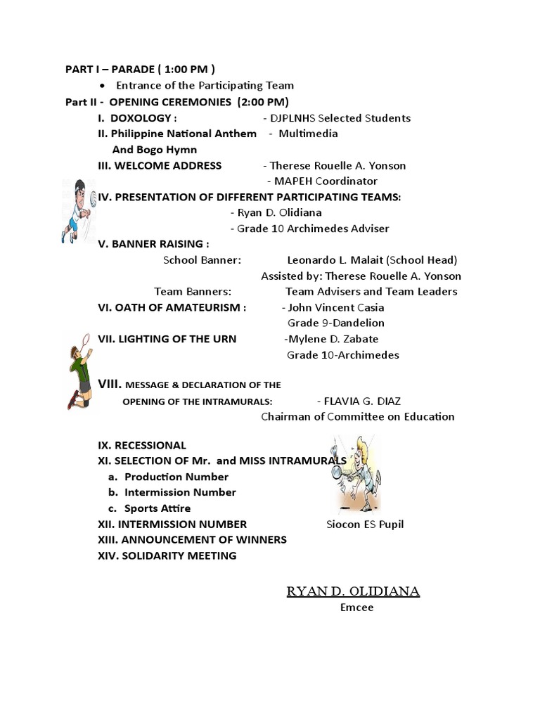 Intrams Program | PDF