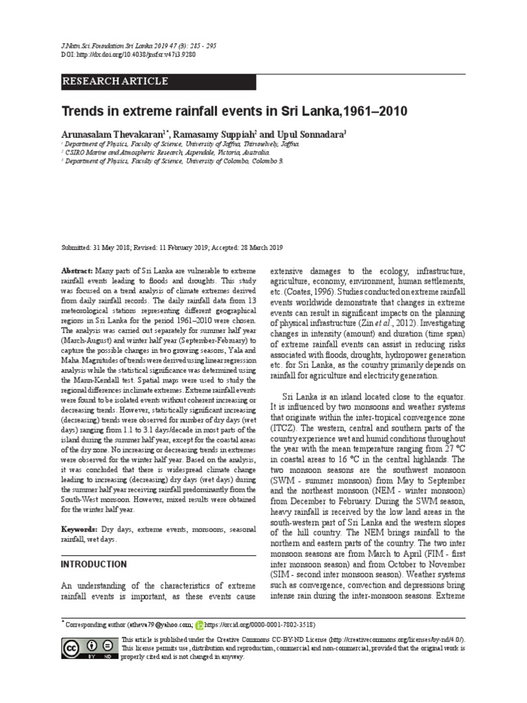 Rainfall Sri Lanka | PDF | Precipitation | Oceanography