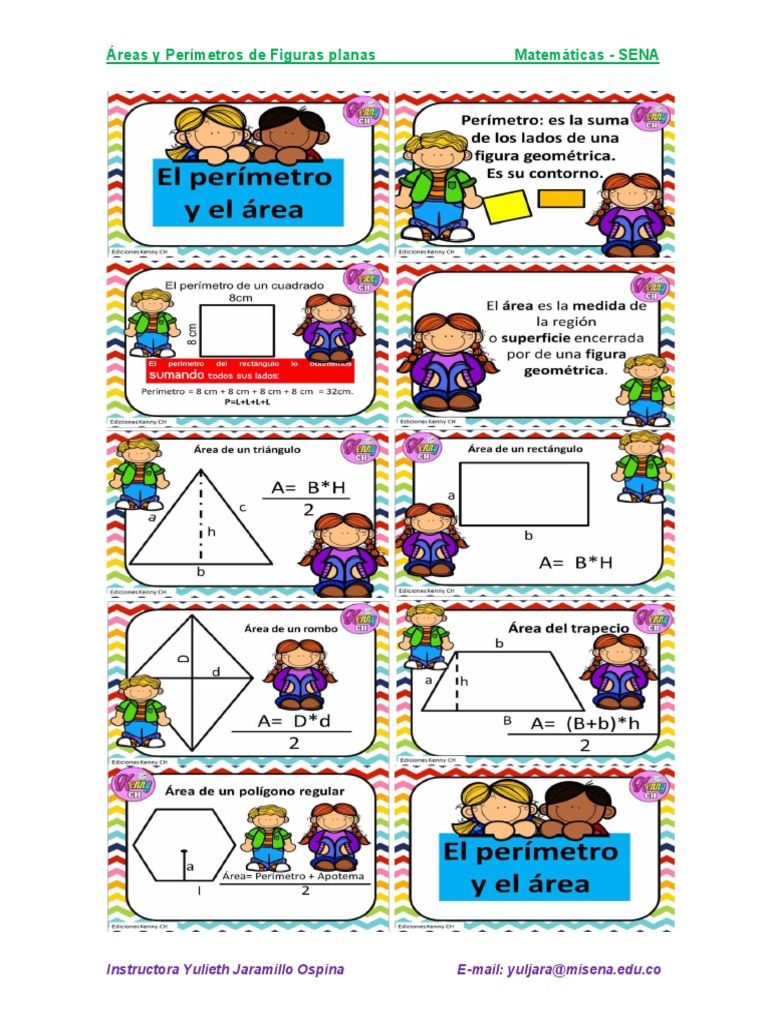 Áreas y Perímetros de Figuras Planas | PDF | Pi | Volumen