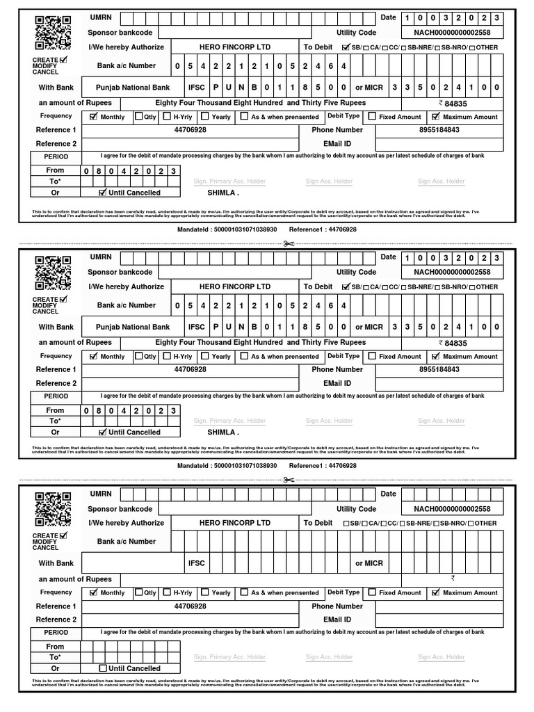 Mandate Form 44706928 | PDF | Debit Card | Banks