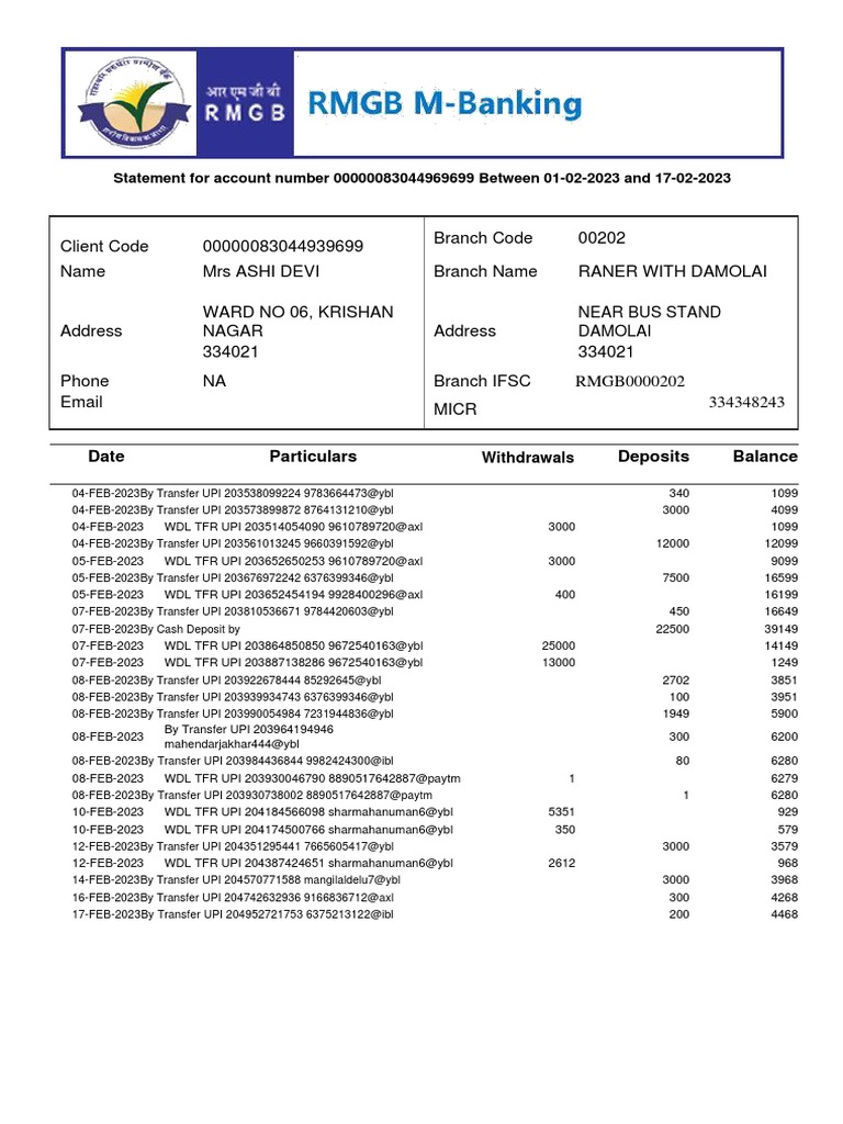 RMGB Account Statement Overview | PDF | Service Industries | Banking