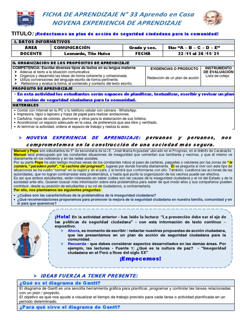 Com. Ficha 33 - Escribe | PDF | Planificación