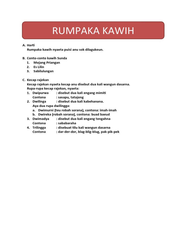 Rumpaka Kawih | PDF | Seni & Disiplin Bahasa