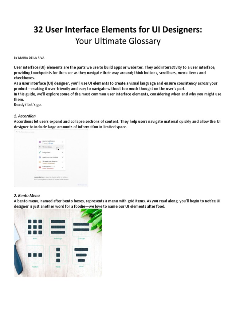32 Essential UI Elements Explained | PDF | User Interface | Menu ...