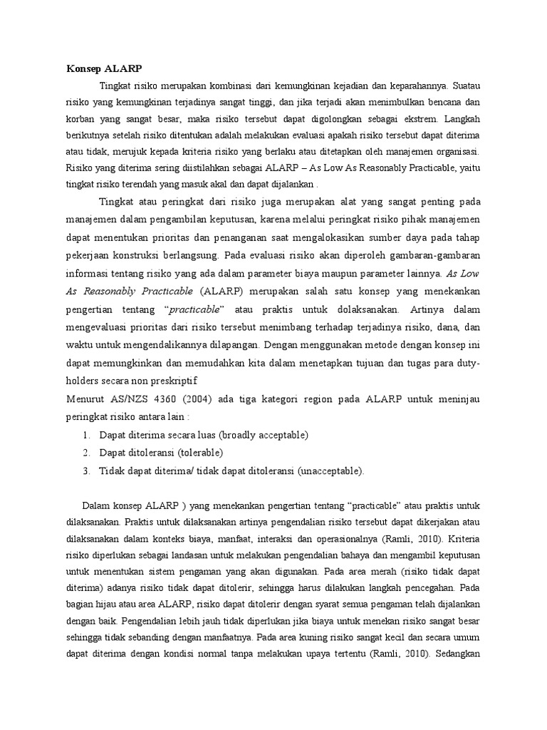 Konsep ALARP dalam Manajemen Risiko | PDF