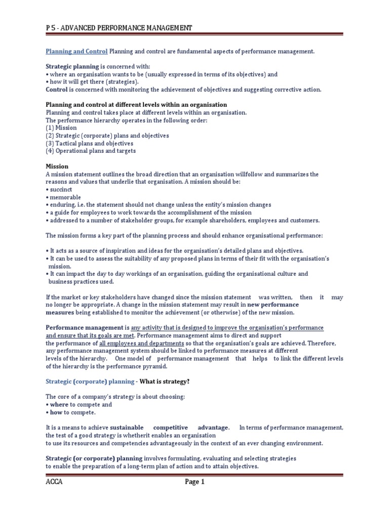 P5 - Chapter 1 INTRODUCTION TO STRATEGIC MANAGEMENT ACCOUNTING | PDF ...