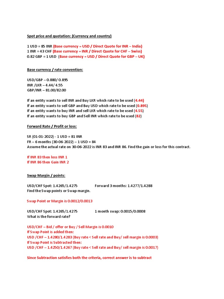 Illustrations For Practice Q&A | PDF | Arbitrage | Exchange Rate