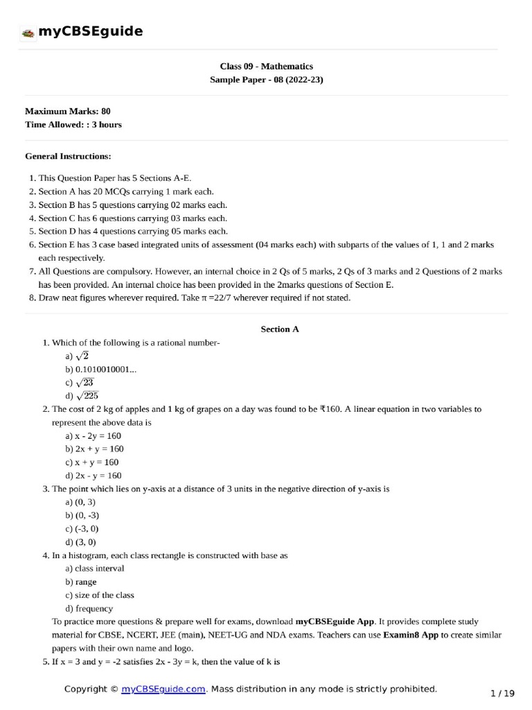 9 Mathematics sp08 | PDF