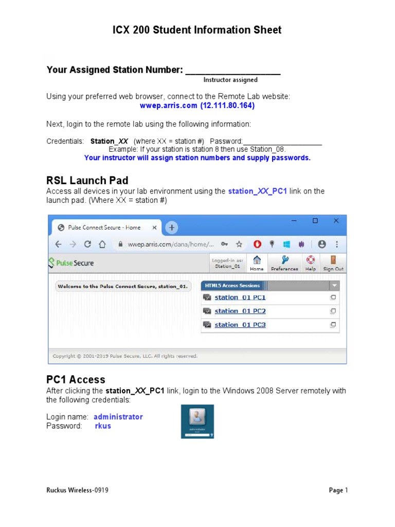 ICX 200 Student Login Instructions | PDF | Login | Information ...
