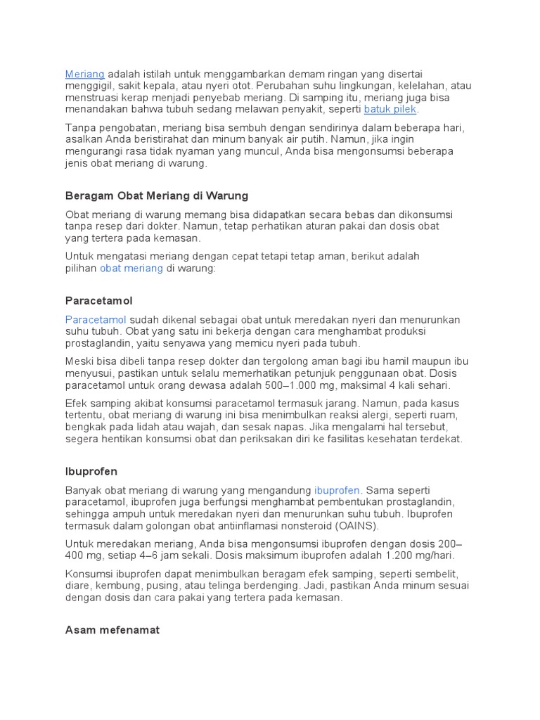 Beragam Obat Meriang Di Warung | PDF