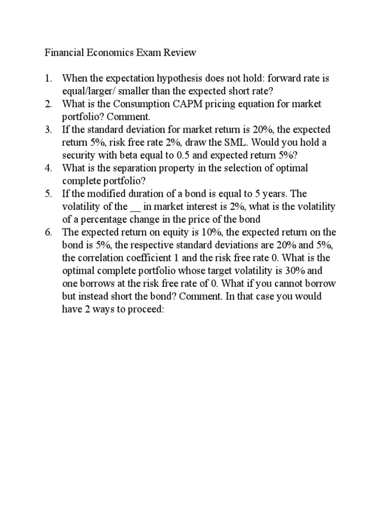 Financial Economics Exam Review .pdf | PDF