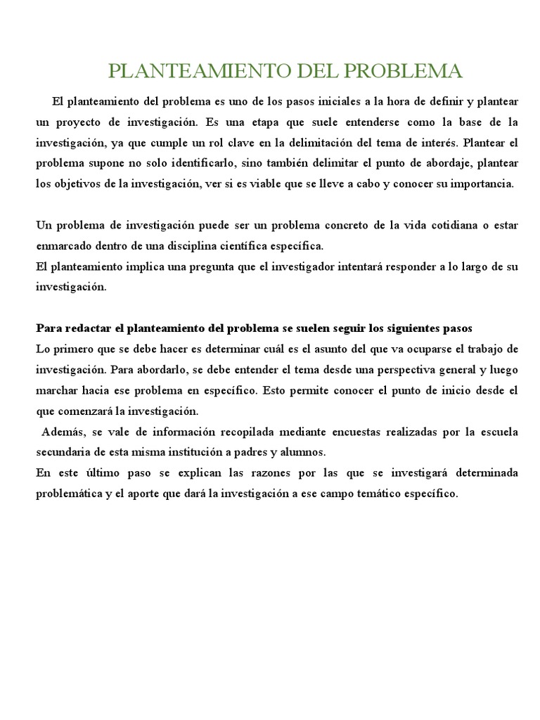 PLANTEAMIENTO DE UN PROBLEMA | PDF
