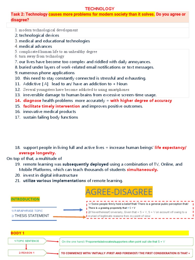 TECHNOLOGY Agree-Disagree - Outline | PDF | Educational Technology | Cognitive Science